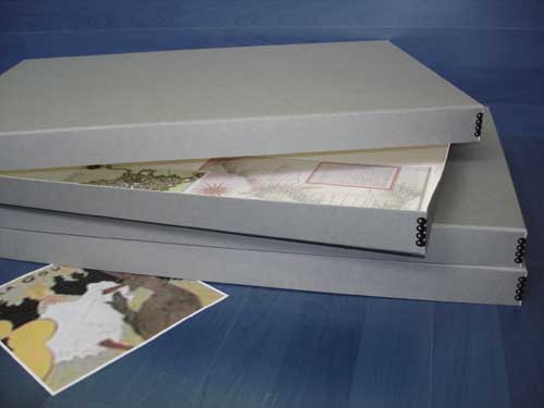 Flat cardboard boxes for documents, plans, posters and pre-printed mat ...